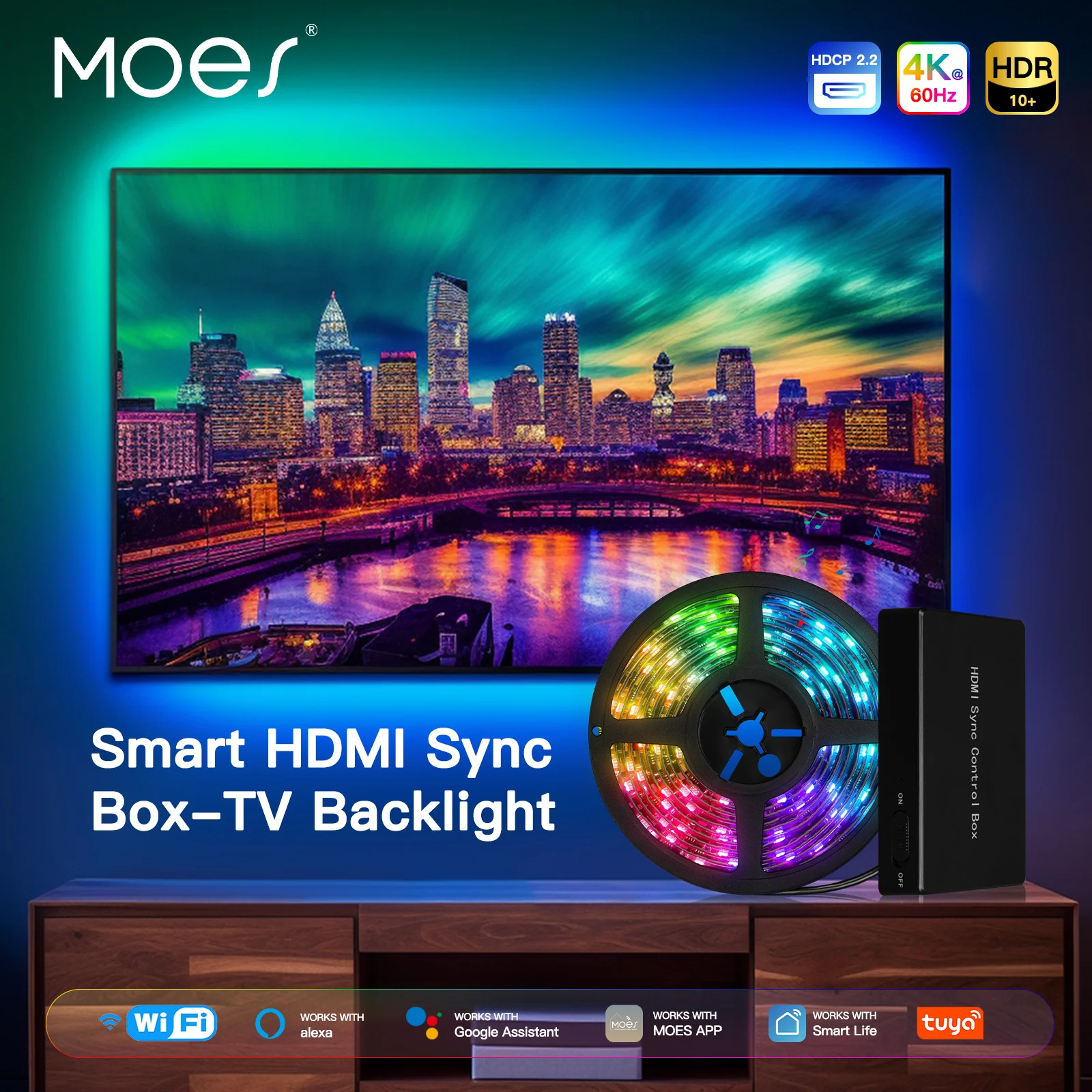MOES-Wifi-Smart-Ambient-Lighting-TV-Backlight-HDMI-2-0-Device-Sync-Box ...