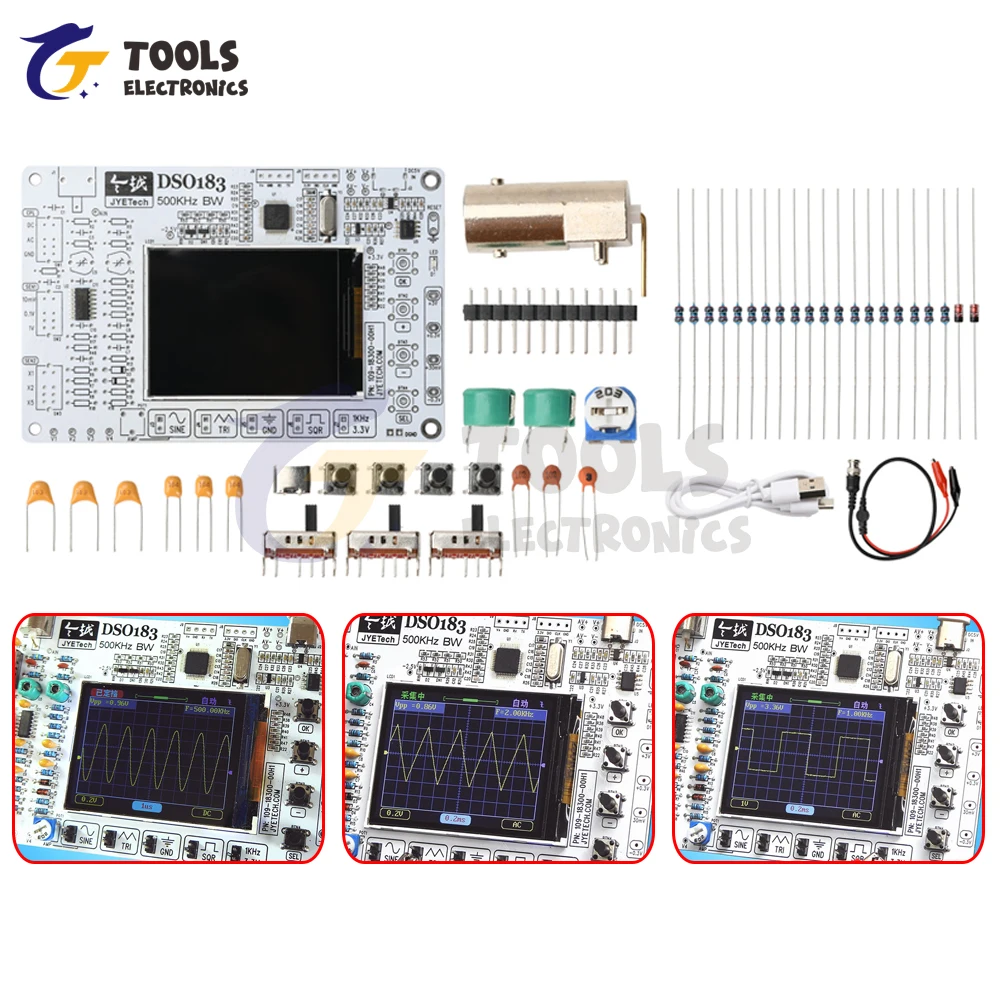 DC 5V DSO183 Digital Oscilloscope DIY Kit 0-500KHz TypeC Interface ...