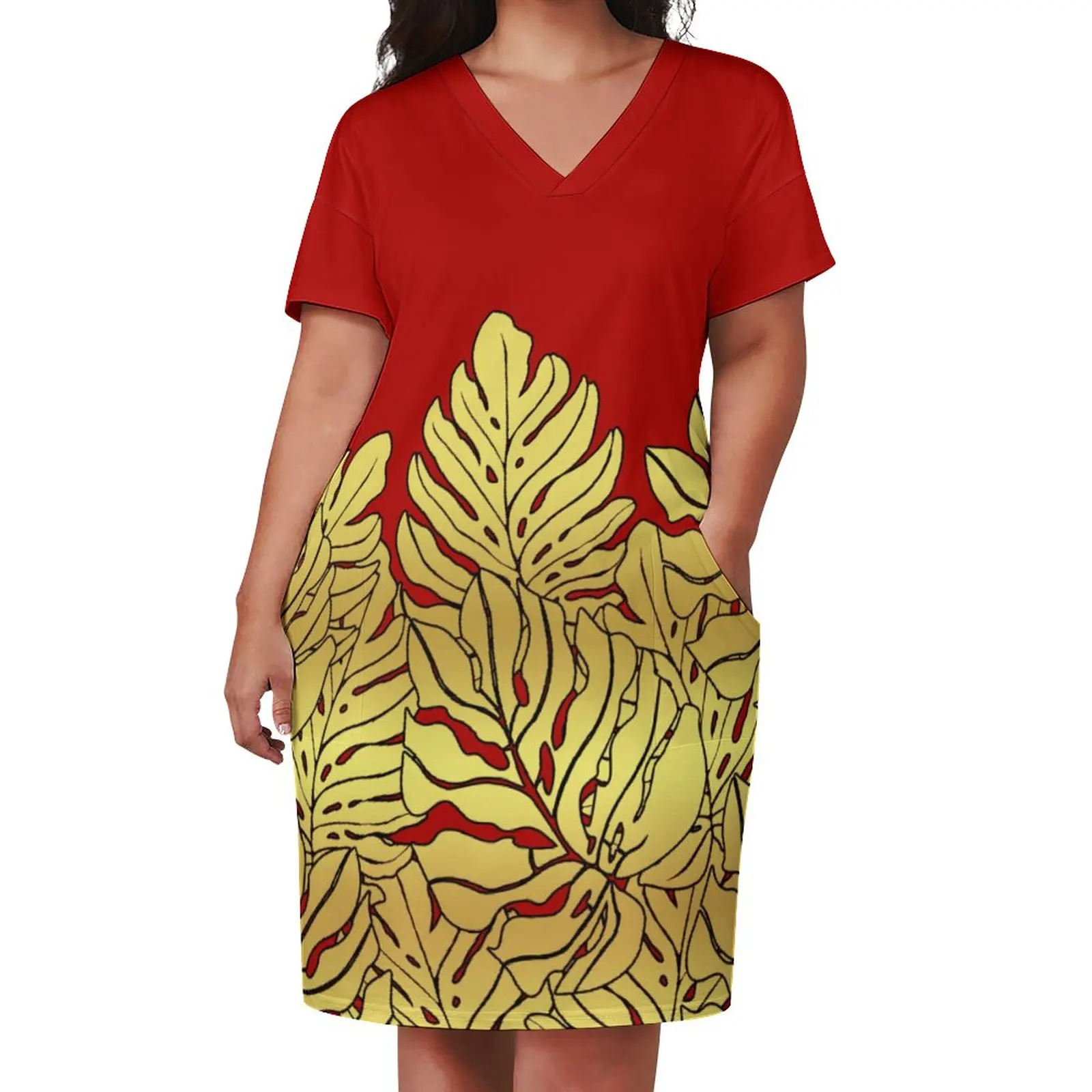 Dress-For-Woman-With-Pocket-Pink-Polynesian-Design-Polynesian-Summer ...