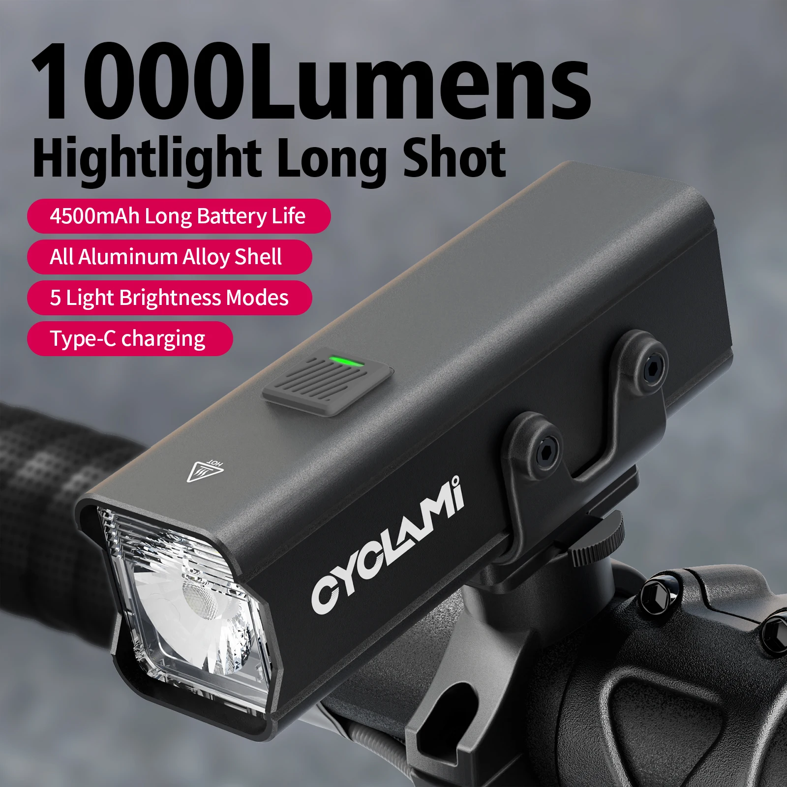 CYCLAMI-1000LM-Bike-Light-Front-Lamp-Type-C-Rechargeable-LED-Bicycle ...