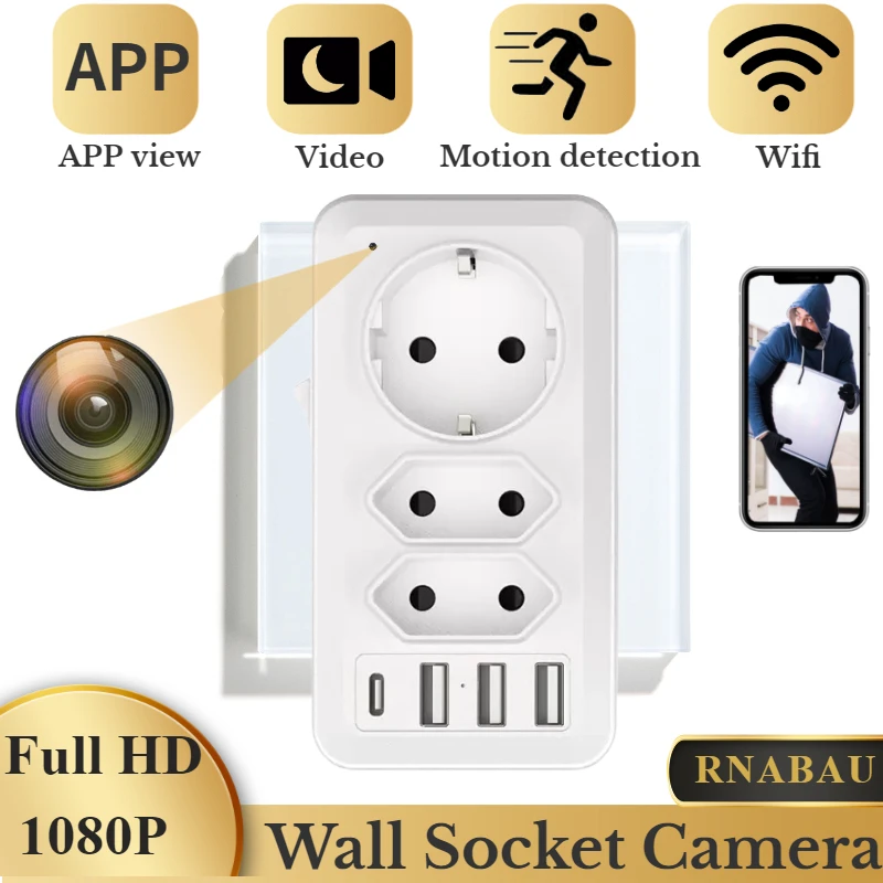 1080p hd wifi mini kamera eu adapter stecker kamera tragbare eu wand ...