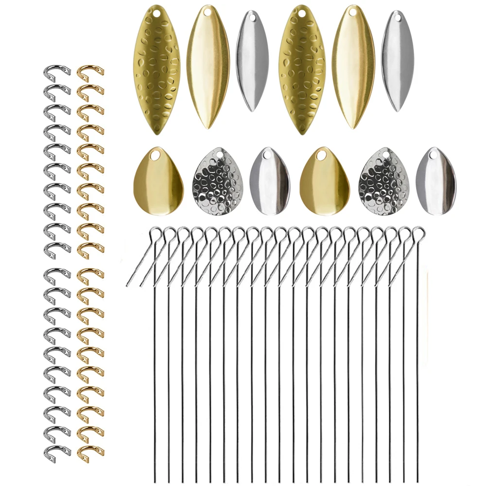 72PCS Fishing spinner blades Spin clevises inline steel wire Fishing ...