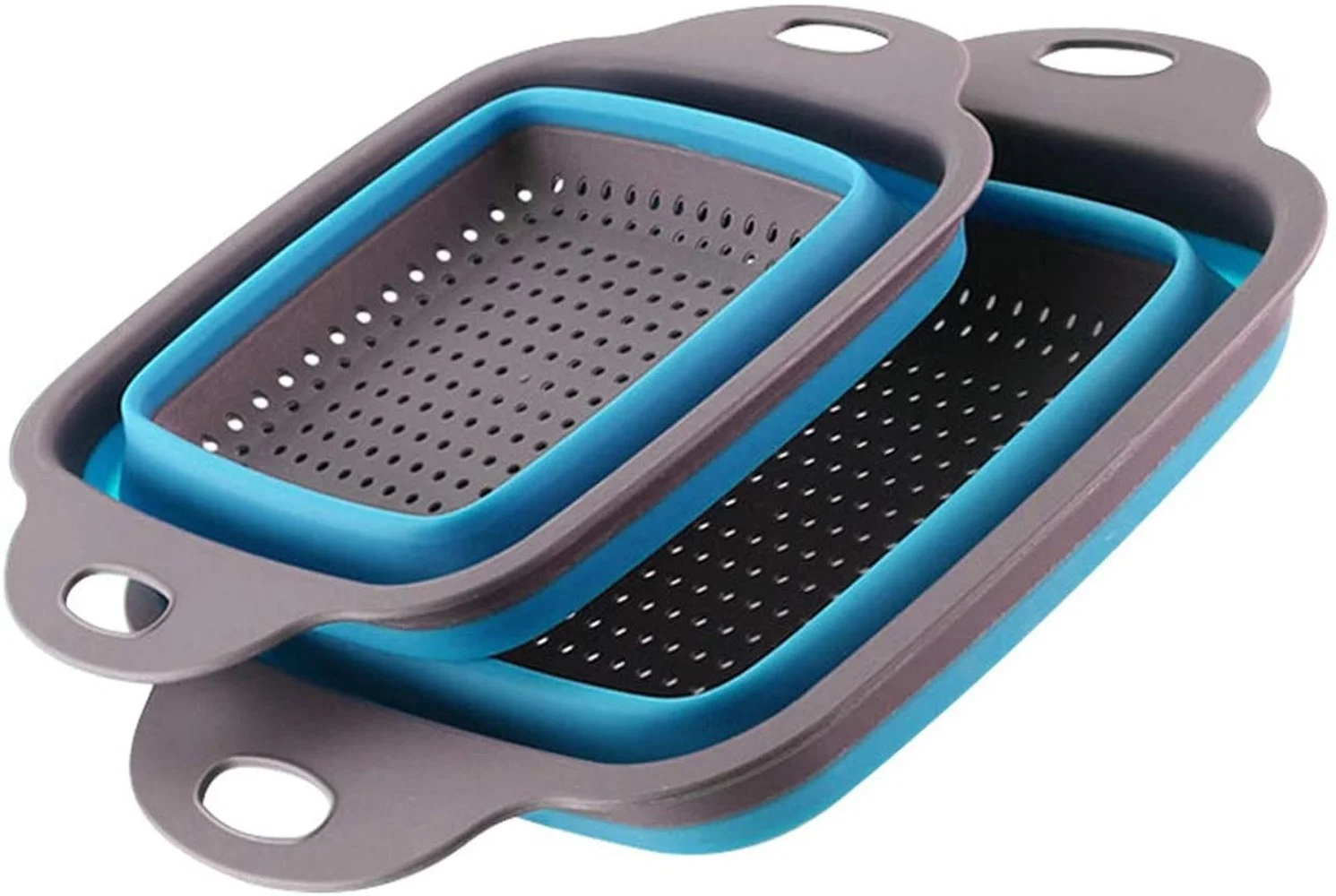 Colador-cuadrado-de-silicona-plegable-con-mango-Juego-de-2-coladores ...
