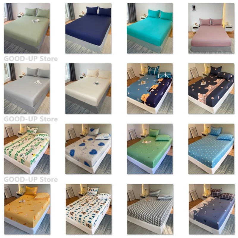 3Pcs-Fitted-Bed-Sheet-Solid-Color-Mattress-Cover-Single-Double-King ...