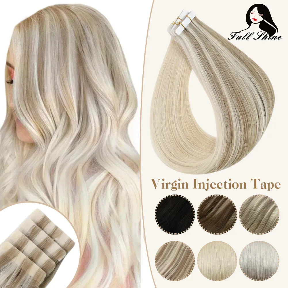 Full-Shine-Injection-Virgin-Human-Hair-Extensions-PU-Skin-Weft-Hand ...
