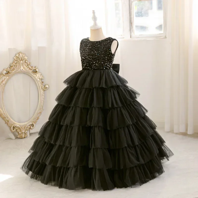 Child Princess Cake Dress Children's Mesh Backless Dress Birthday Party ...