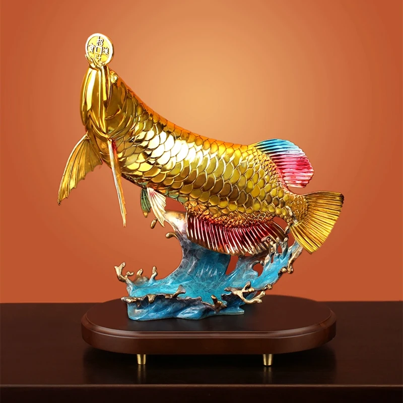 Room-Decor-Golden-Dragon-Fish-Ornament-Statue-Brass-Crafts-Fish ...