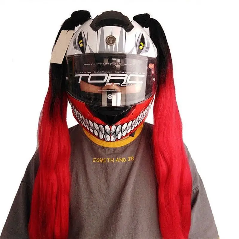 Punk-Style-Motorcycle-Helmet-Braids-DIY-Bike-Gradient-Ramp-Twist-Sucker ...