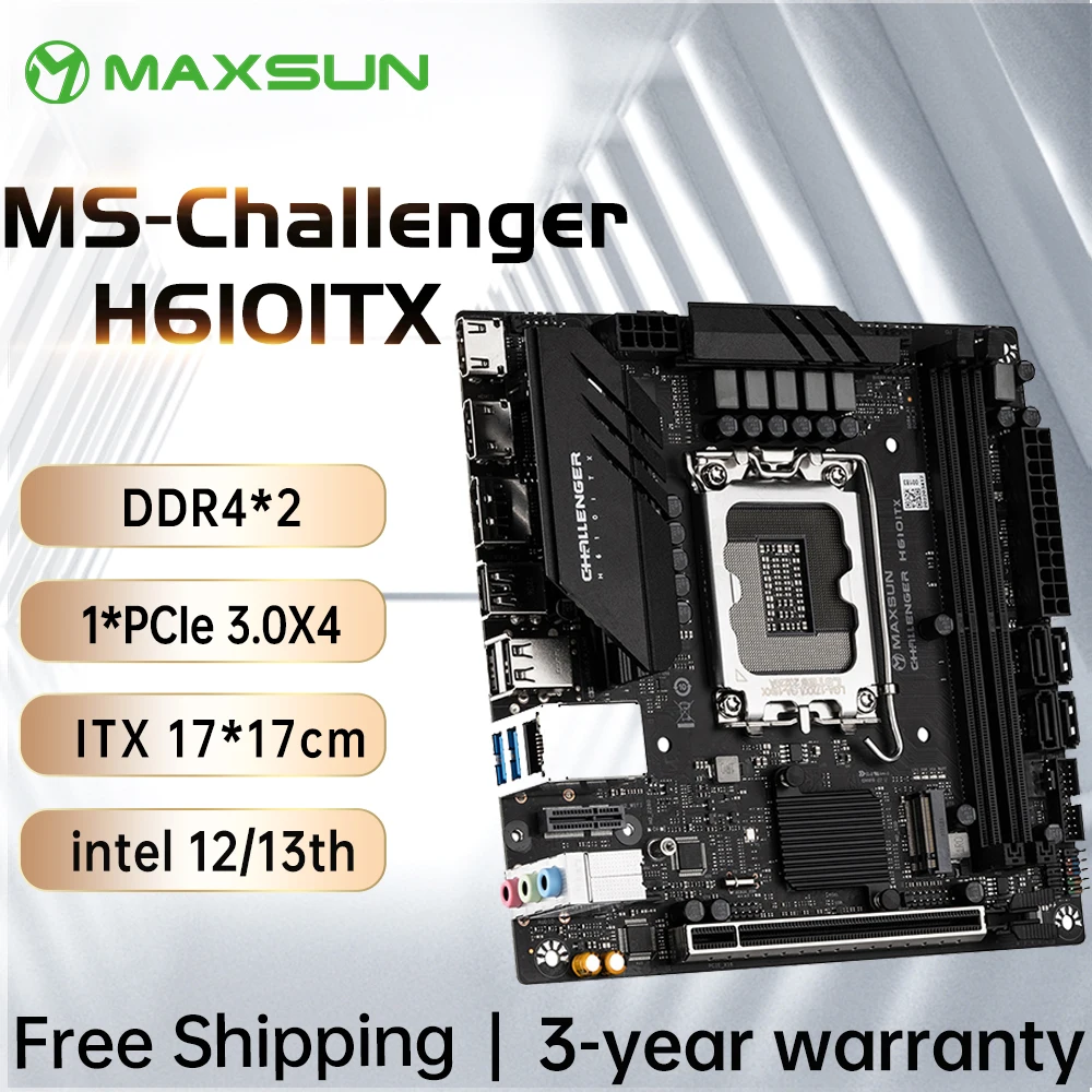 MAXSUN-Challenger-H610-ITX-Computer-Mini-Motherboard-Supports-Intel-12th-13th-CPU-12100-12400 ...