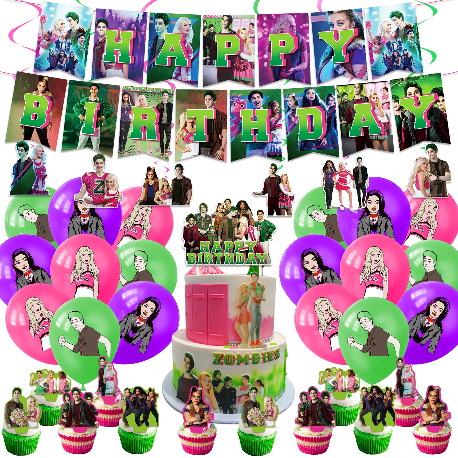 Zombie College Birthday Party Decoration Zombie High Zheg Banner ...