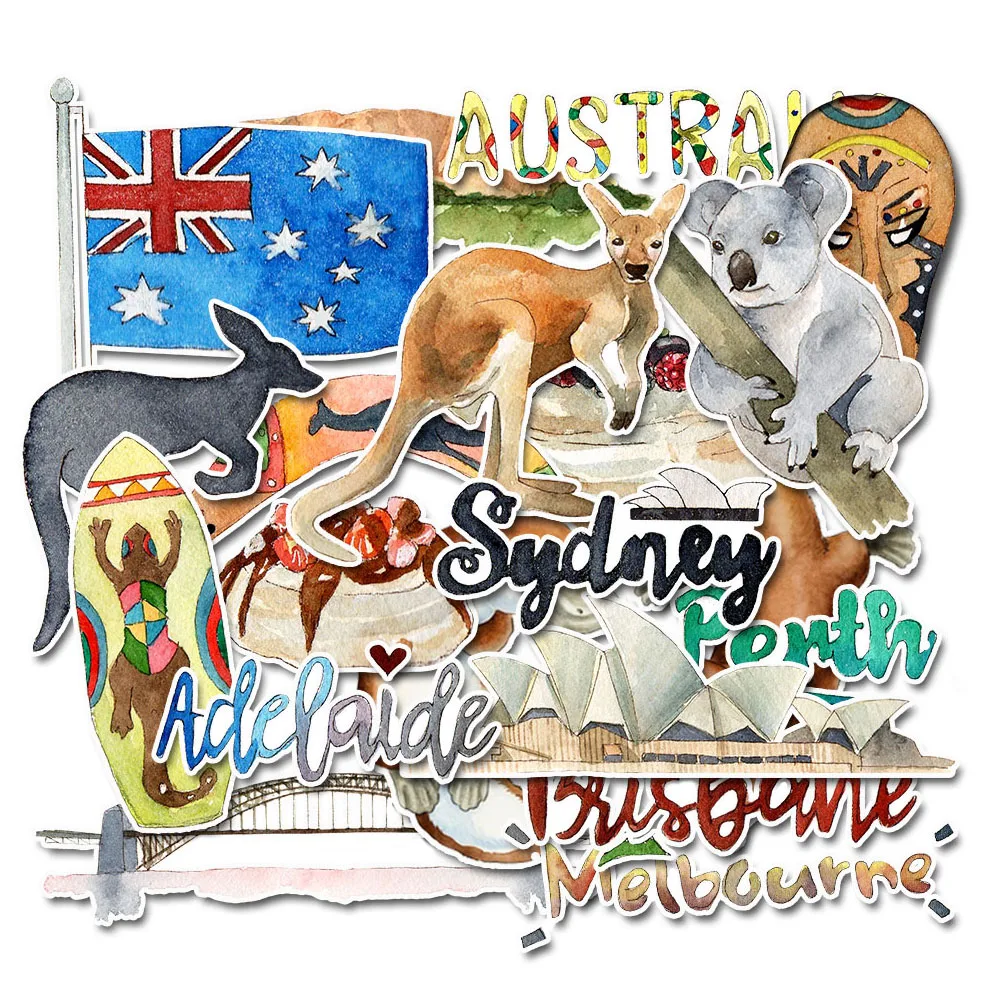 Pack of 20 Watercolor Australia Travel Sticker Pack - Cute Decals for ...
