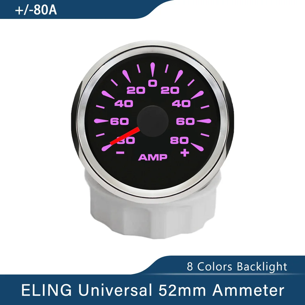 52mm-Ammeter-Ampere-Meter-50A-80A-150A-with-Current-Sensor-and-8-Colors ...