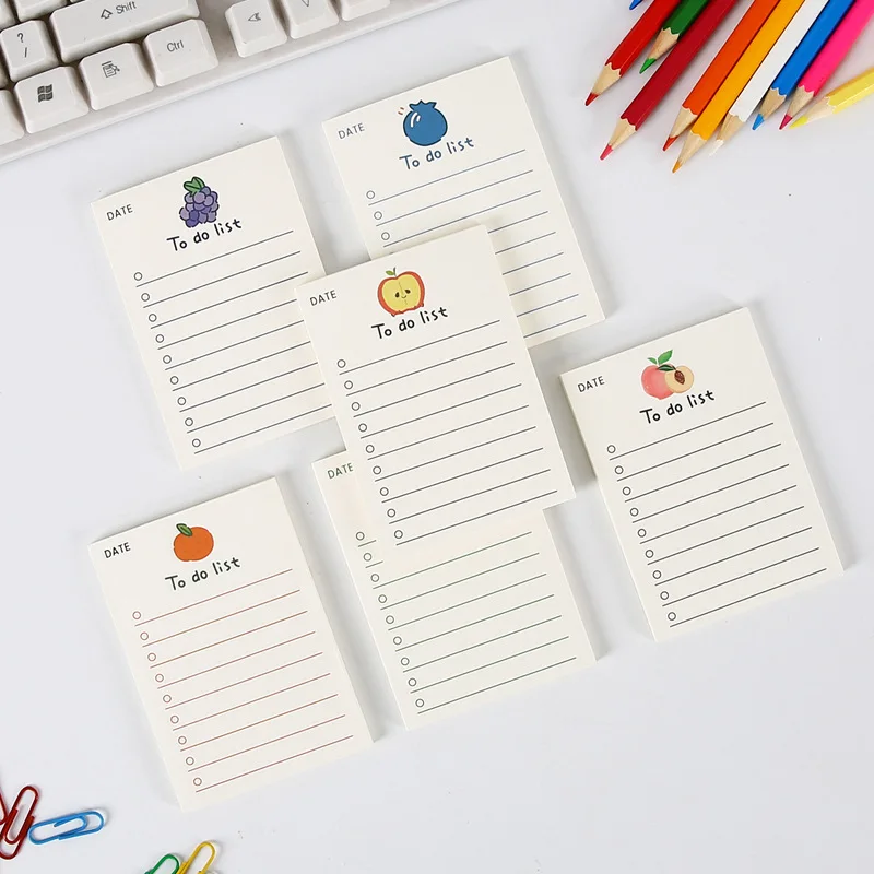 Cute-Kawaii-Fruit-Lines-Non-Sticky-Notes-Checklist-Funny-Memo-Pads ...