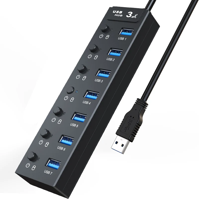 7 Port Usb 3.0 Hub Computer Extender 60cm 120cm Cable Sub Control ...