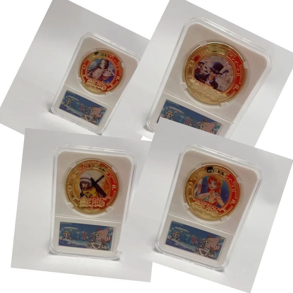 New One Piece Anime Character Commemorative Gold Coin Badge Collection ...