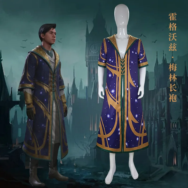 New Hogwarts Legacy Merlin Wizard Cloak Robe Cosplay Costume ...