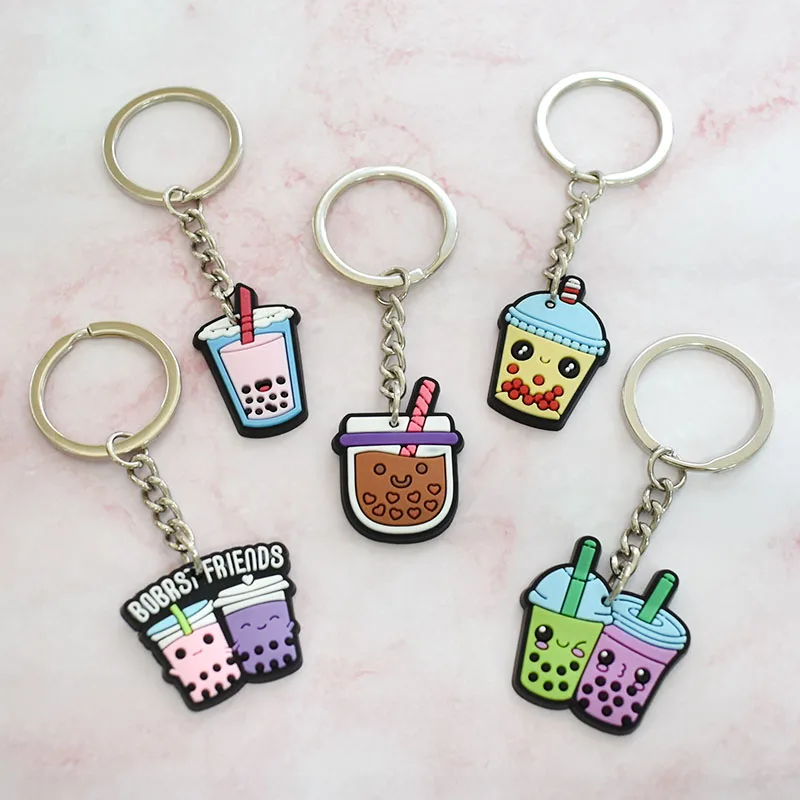 Pvc Car Purse Backpack Ornament | Fashion Milk Tea Keychain | Keychain ...