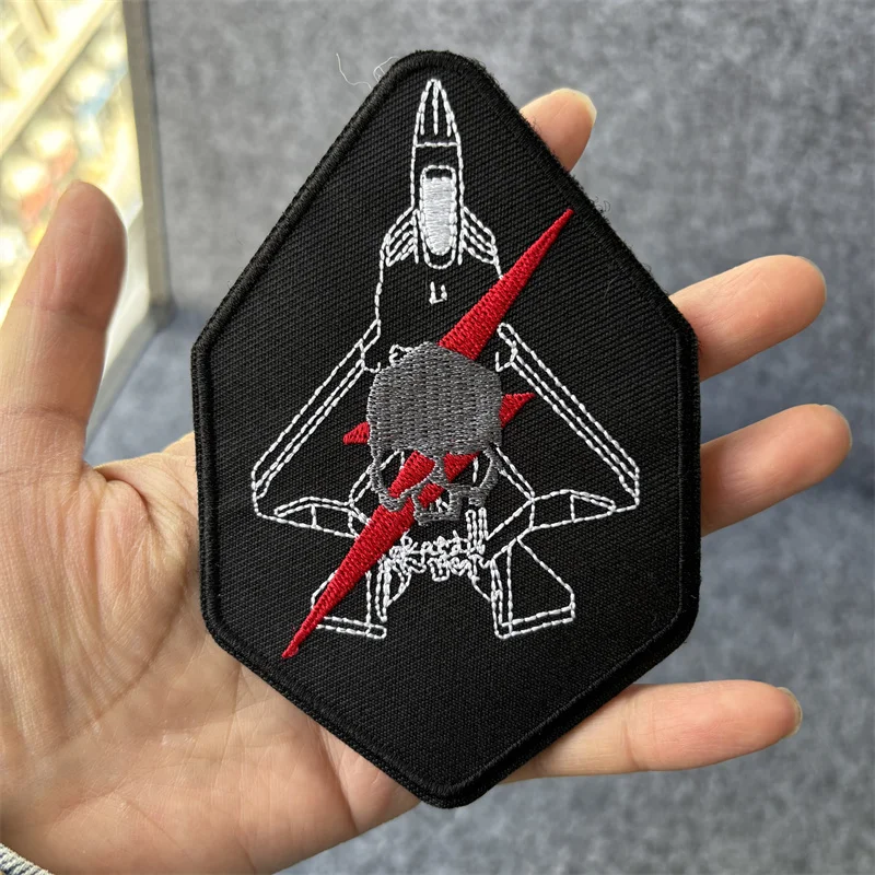 Skull Patch Embroidery on Clothing Tactical Aircraft Morale Badge Hook ...
