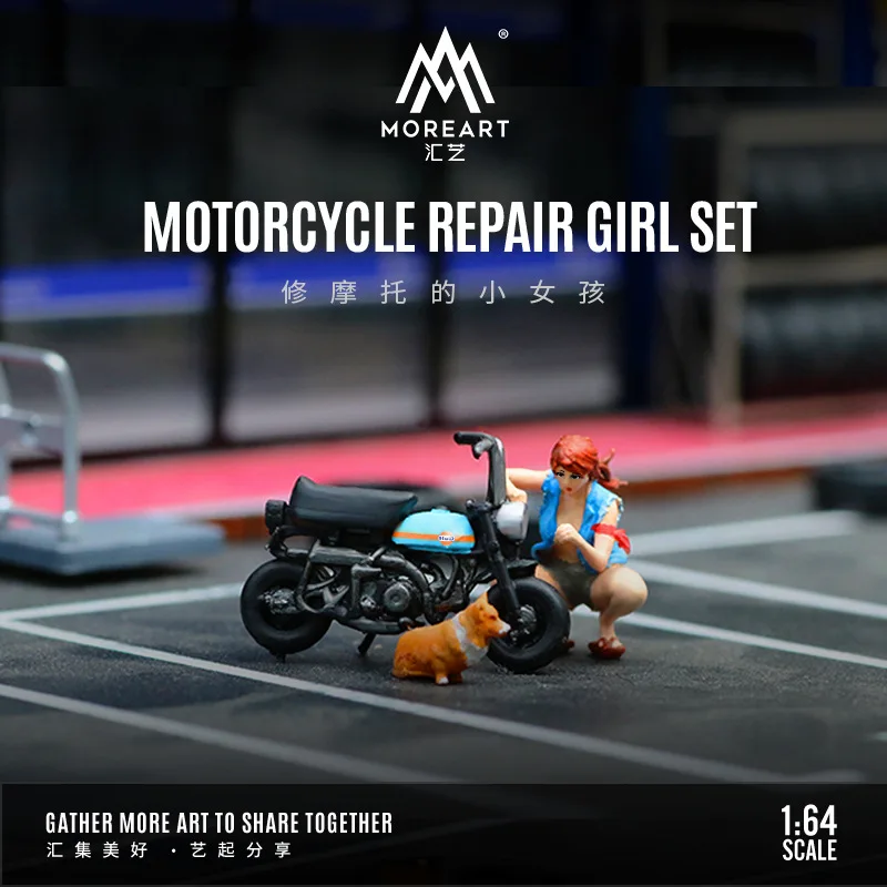 Resin-Handmade-Painted-1-64-Motorcycle-Girl-Corgi-Miniature-Figure ...