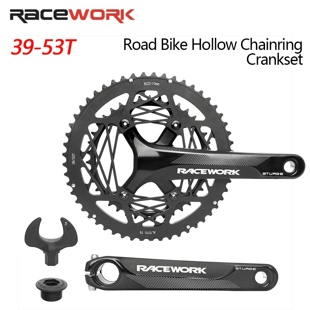 RACEWORK-Road-Bicycle-Crankset-39-53T-Double-Chainwheel-Hollow-Tech ...