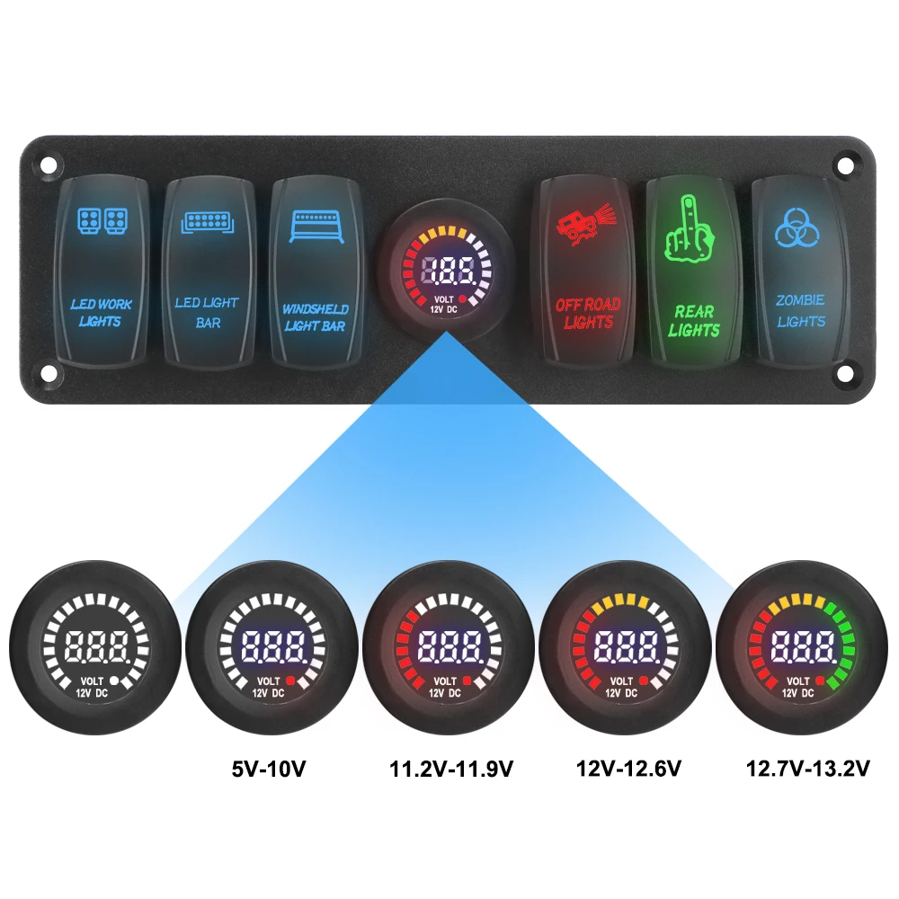 For-RV-Car-Marine-12-24V-6-Gang-Rocker-Switch-Panel-Circuit-Breaker ...