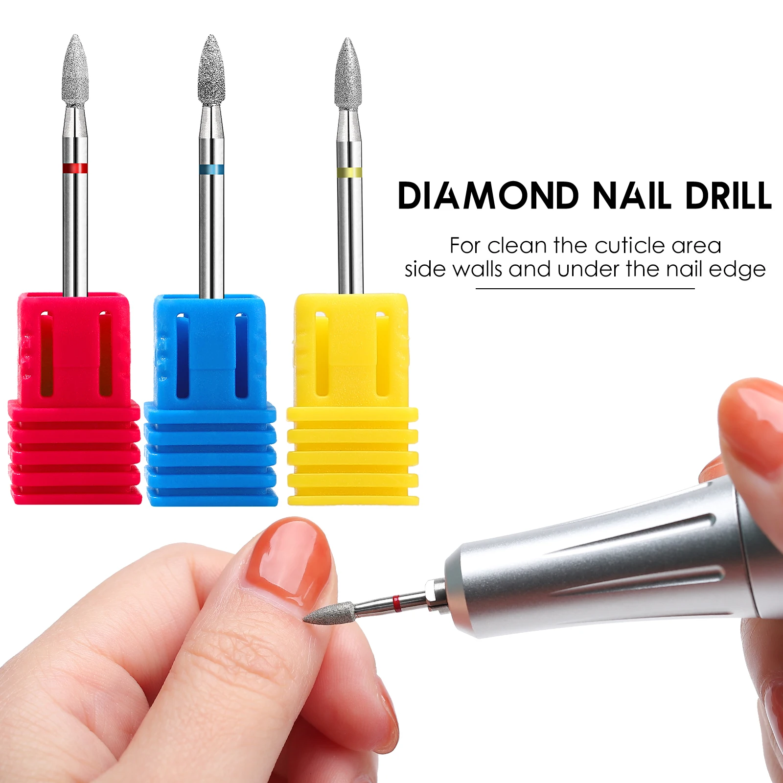 Cone Cuticle Nail Drill Bit Diamond Milling Cutters Bits for Manicure ...