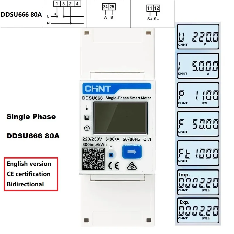 CHINT CE DDSU666 DTSU666 80A Single Three Phase MODBUS, 55% OFF