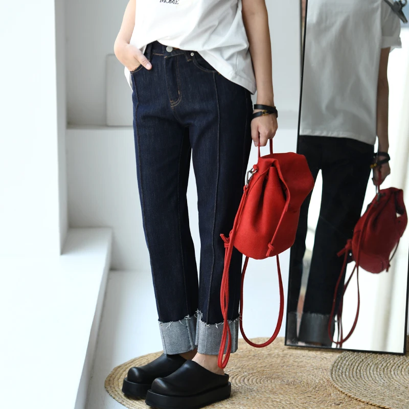 MICOCO-N8805C-Korean-version-of-casual-all-match-flanged-mid-seam-loose ...