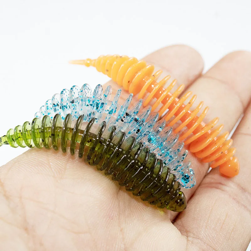 5Pcs Fishing Worm Lure spiral 6cm/1.7g Leurre Peche Squid Lure Fishing ...