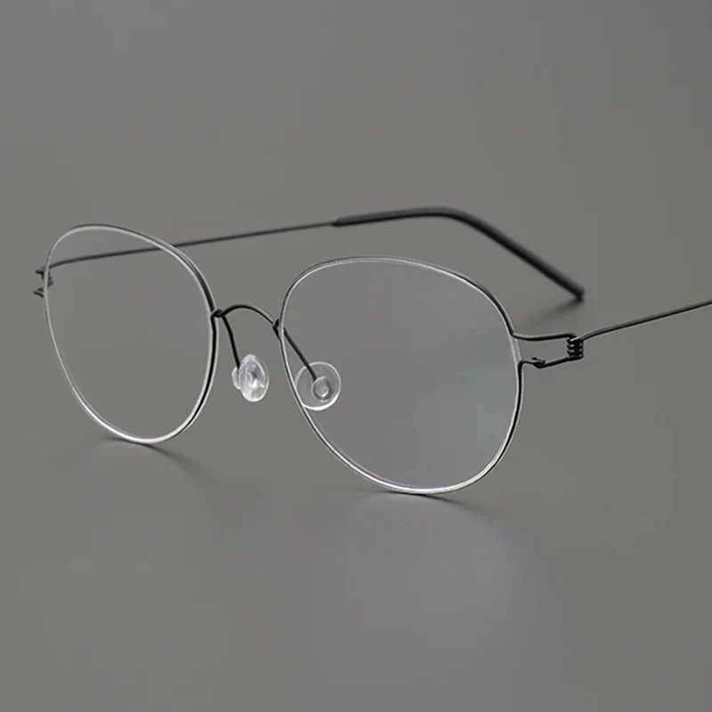 Men Air Titanium Rim Screwless Glasses Frames Eyewear Women Oval Round ...