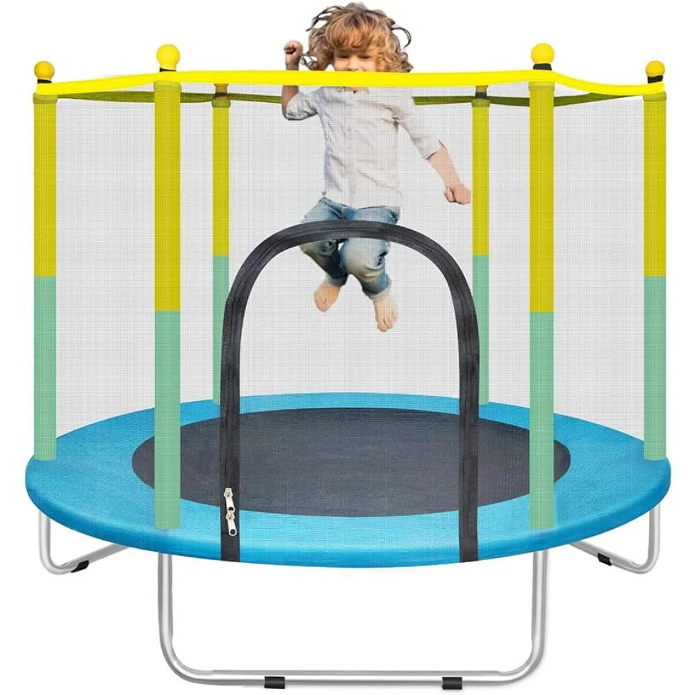 4-6FT-Small-Trampoline-with-Net-Safety-Enclosure-Baby-Round-Jumping-Mat ...