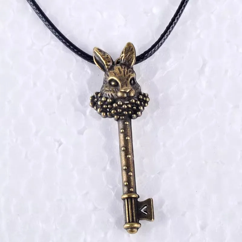 Vintage Antique Bronze Hare Rabbit Bunny Key Pendant Necklace For Women ...