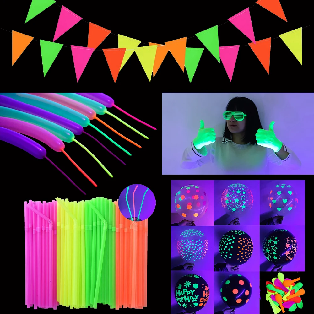 UV-Light-Party-Decor-Supplies-Neon-Streamer-Fluorescent-Garland-Neon ...