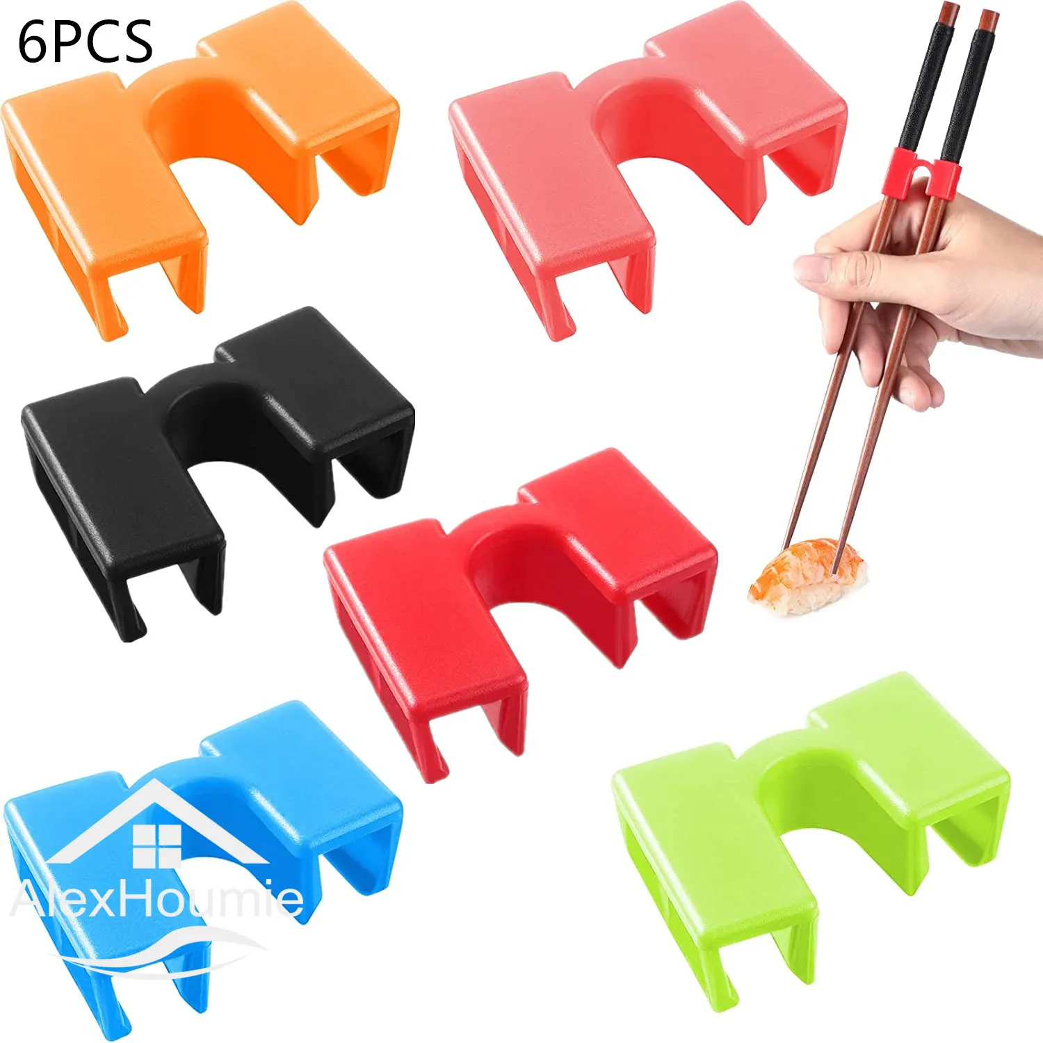 Pack-of-6-Reusable-Chopsticks-Helpers-Training-Adults-Kids-Non-Slip ...