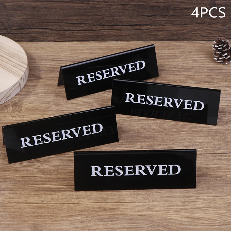 4Pcs Acrylic Table Card Sign Hotel Restaurant Reserved Table Signs ...