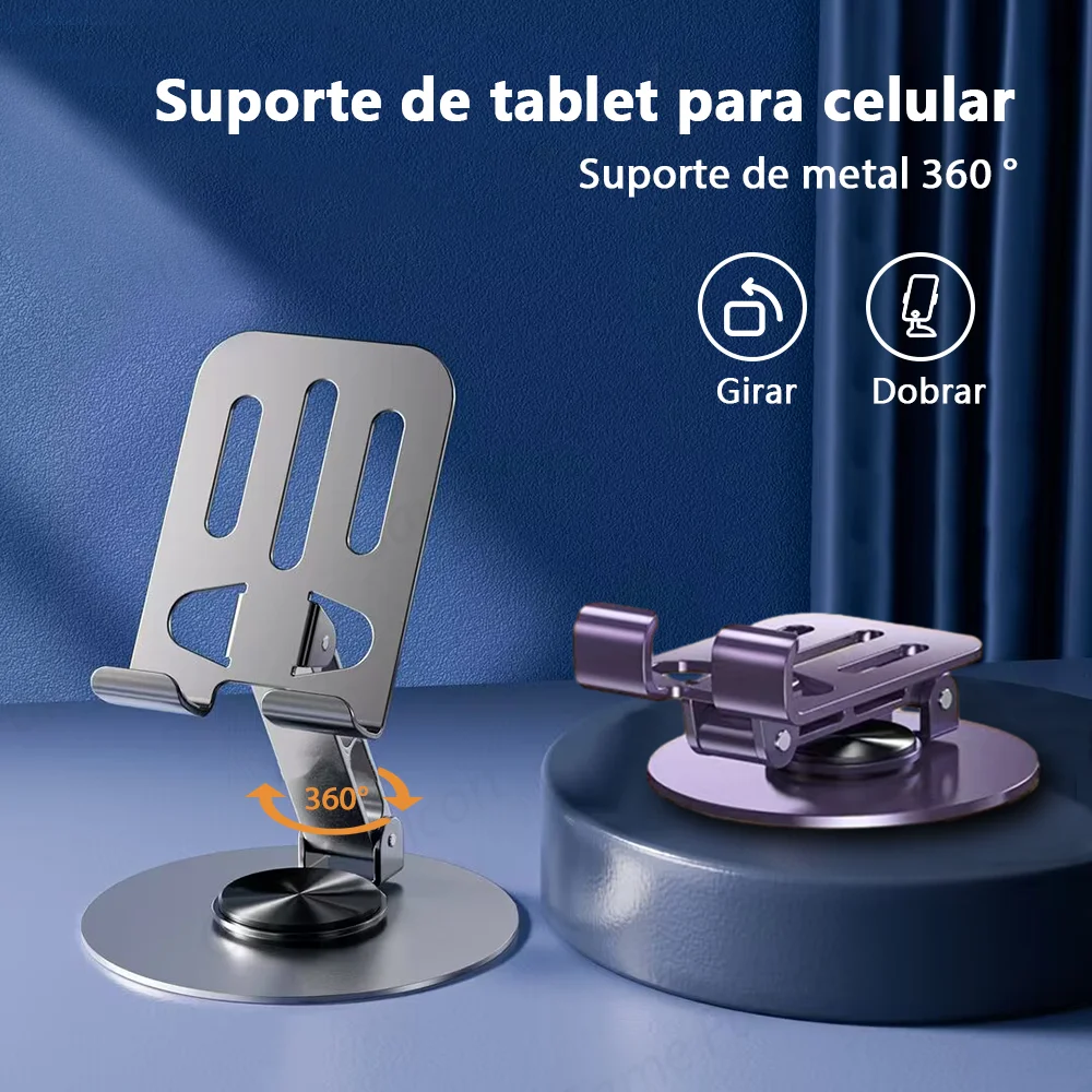 Metal-360-Rotation-Mobile-Phone-Tablet-Holder-Anti-Slip-Foldable ...