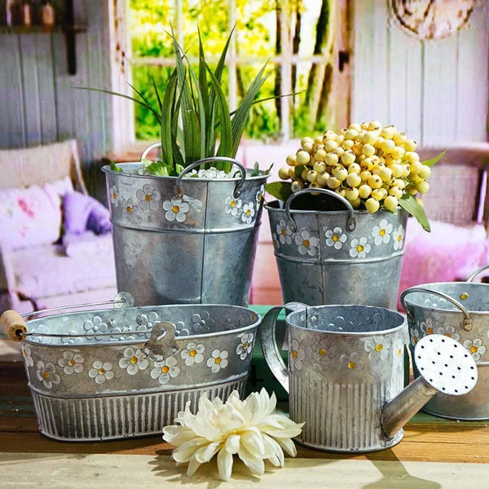 Pot-de-fleur-en-fer-vintage-en-relief-vase-fleurs-de-bureau-plante-de ...