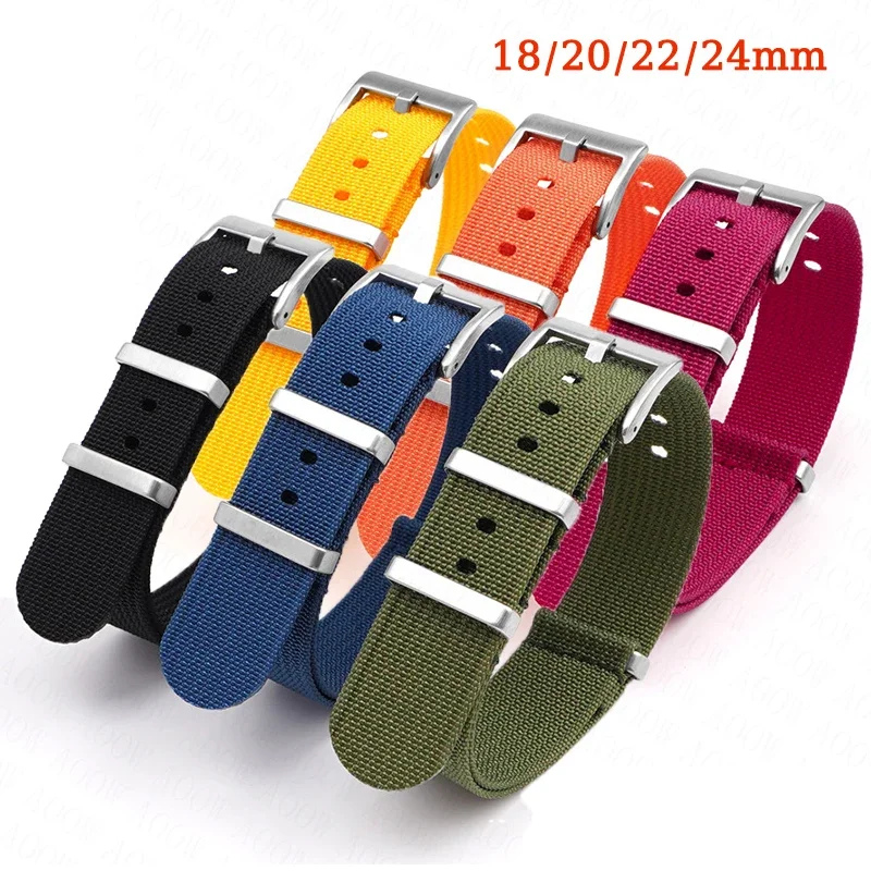 Woven-Nylon-Strap-Band-18mm-20mm-22mm-24mm-Stainless-Steel-Buckle-Men ...