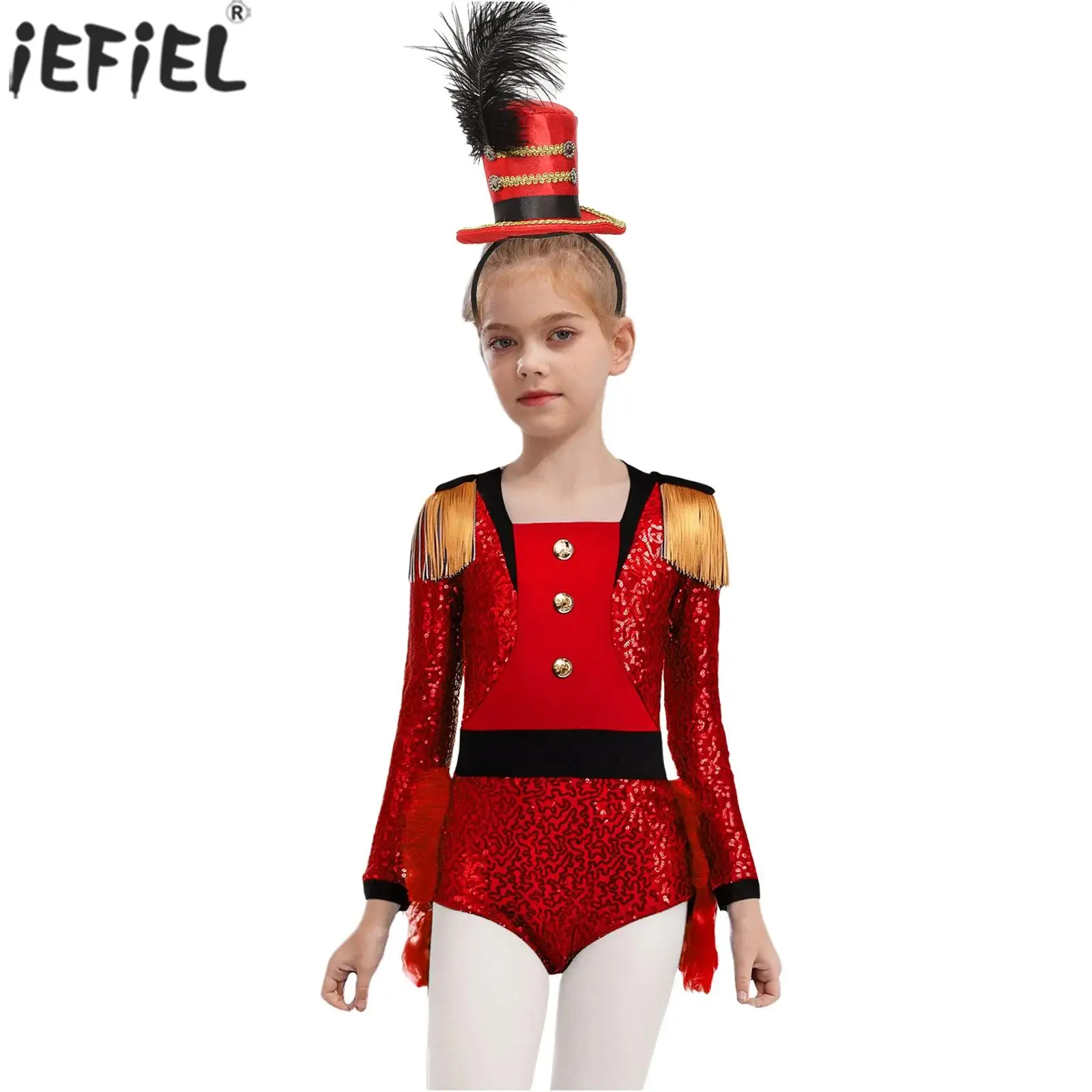 Kids Girls Circus Ringmaster Costume Carnival Party Drum Marching Band ...