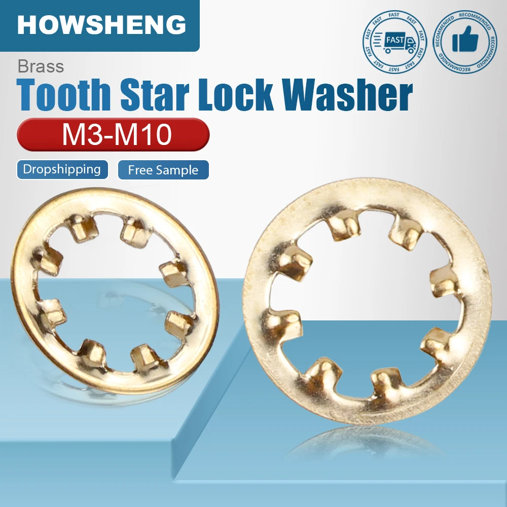HOWSHENG-20-50pcs-Brass-Internal-Tooth-Star-Lock-Washer-M3-M4-M6-M8-M10 ...