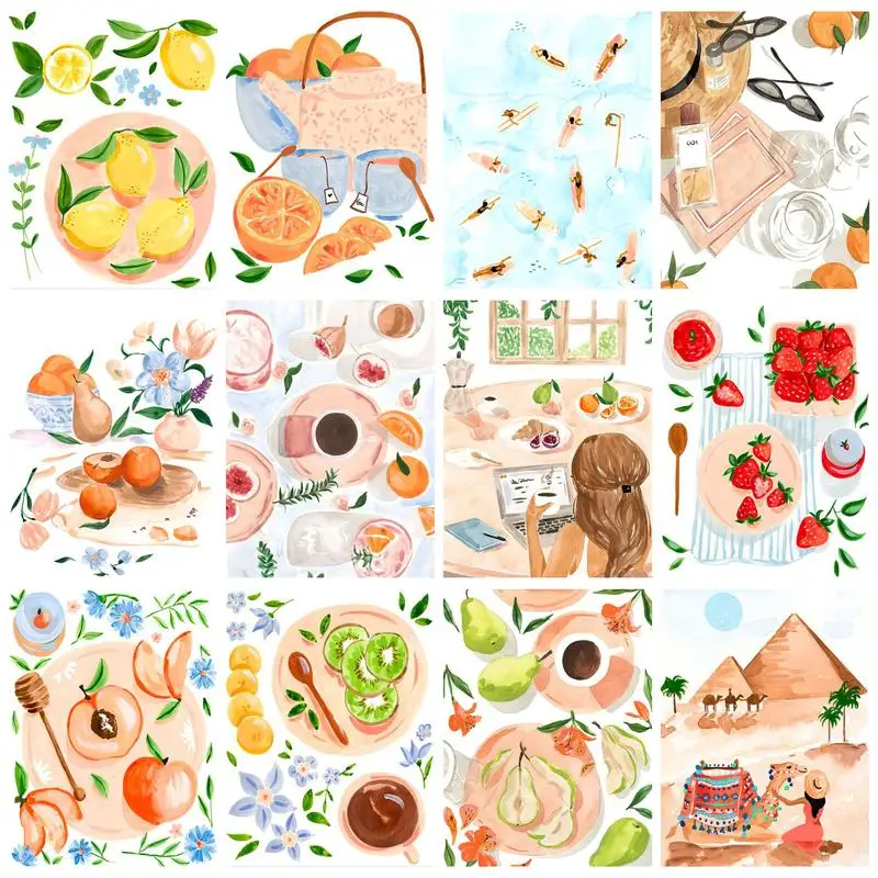 RUOPOTY-Painting-By-Numbers-For-Adults-Lemon-Illustration-Wall-Art ...