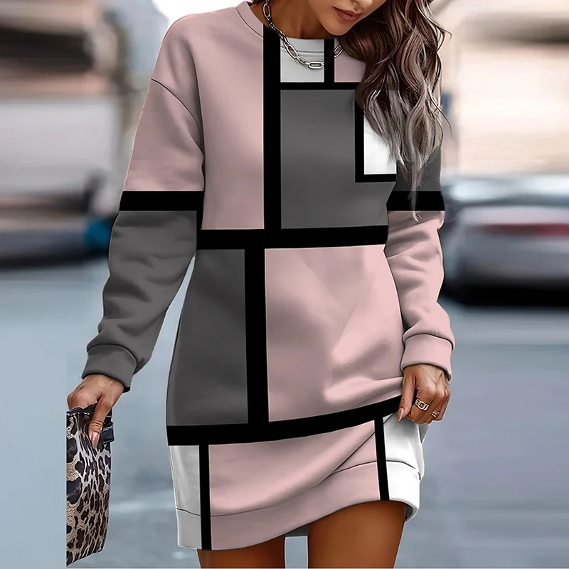 Robe-de-bureau-l-gante-manches-longues-pour-femmes-imprim-vintage-robe ...