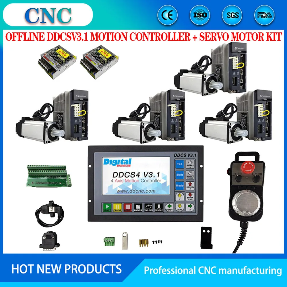 Sistema de control de movimiento ddcsv3.1, kit de servomotor de 4 ejes CNC 750W, eje Z, con ...