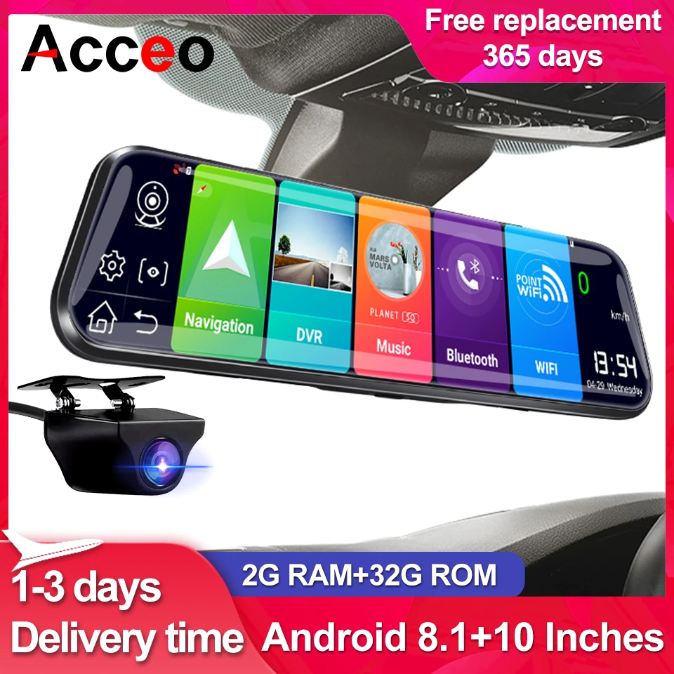 4G-Car-Dvr-10-Inch-Rearview-Mirror-With-Camera-Android-8-1-GPS ...