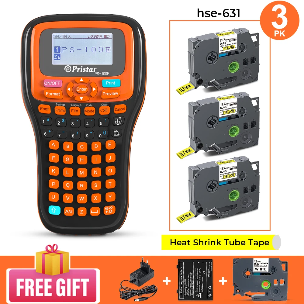 Wireless Label Printer Auto Cutting with 3PK Heat Shrink Tube Tape ...