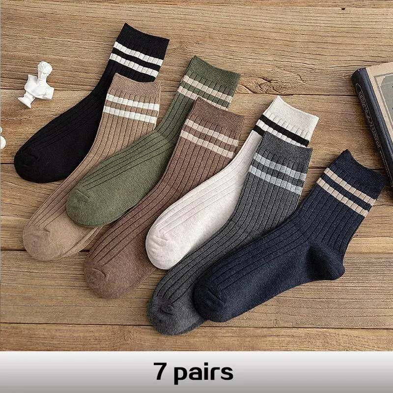 7-Pair-Men-s-New-Striped-Casual-Breathable-Socks-High-Quality-Harajuku ...