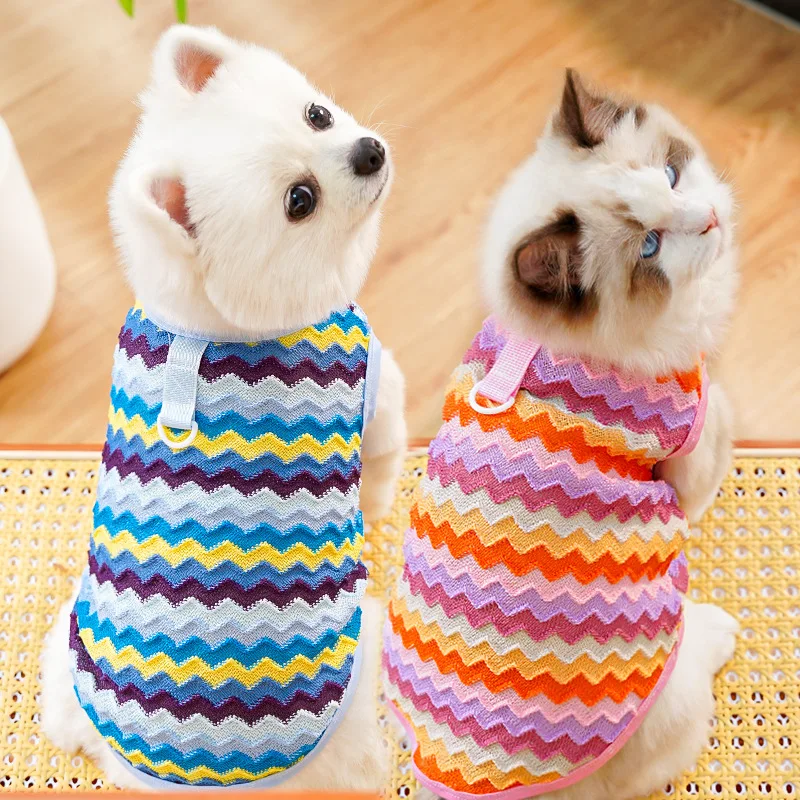 Newly Design Rainbow Stripe Pet Shirt Vest Dog Clothes for Pet Puppy ...