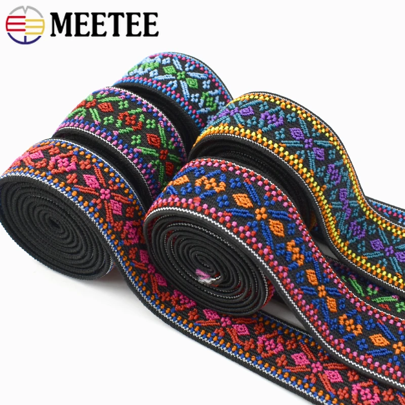 5-10Meters-Colorful-25mm-Jacquard-Elastic-Bands-for-Clothes-Belt-Ethnic ...