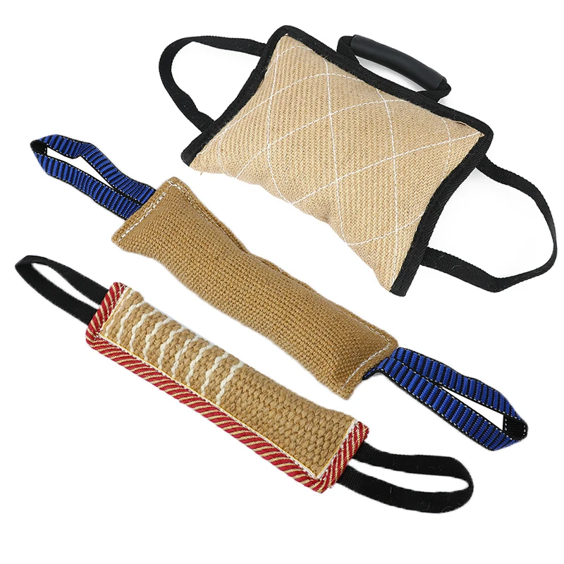 Durable Dog Training Tug Toy Bite Pillow Jute Bite Toy Sleeve with ...