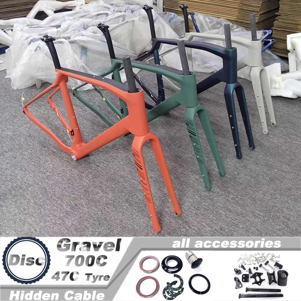 CECCOTTI DIY Color Gravel Bike Frame with Handlebar Full Inner Cable ...